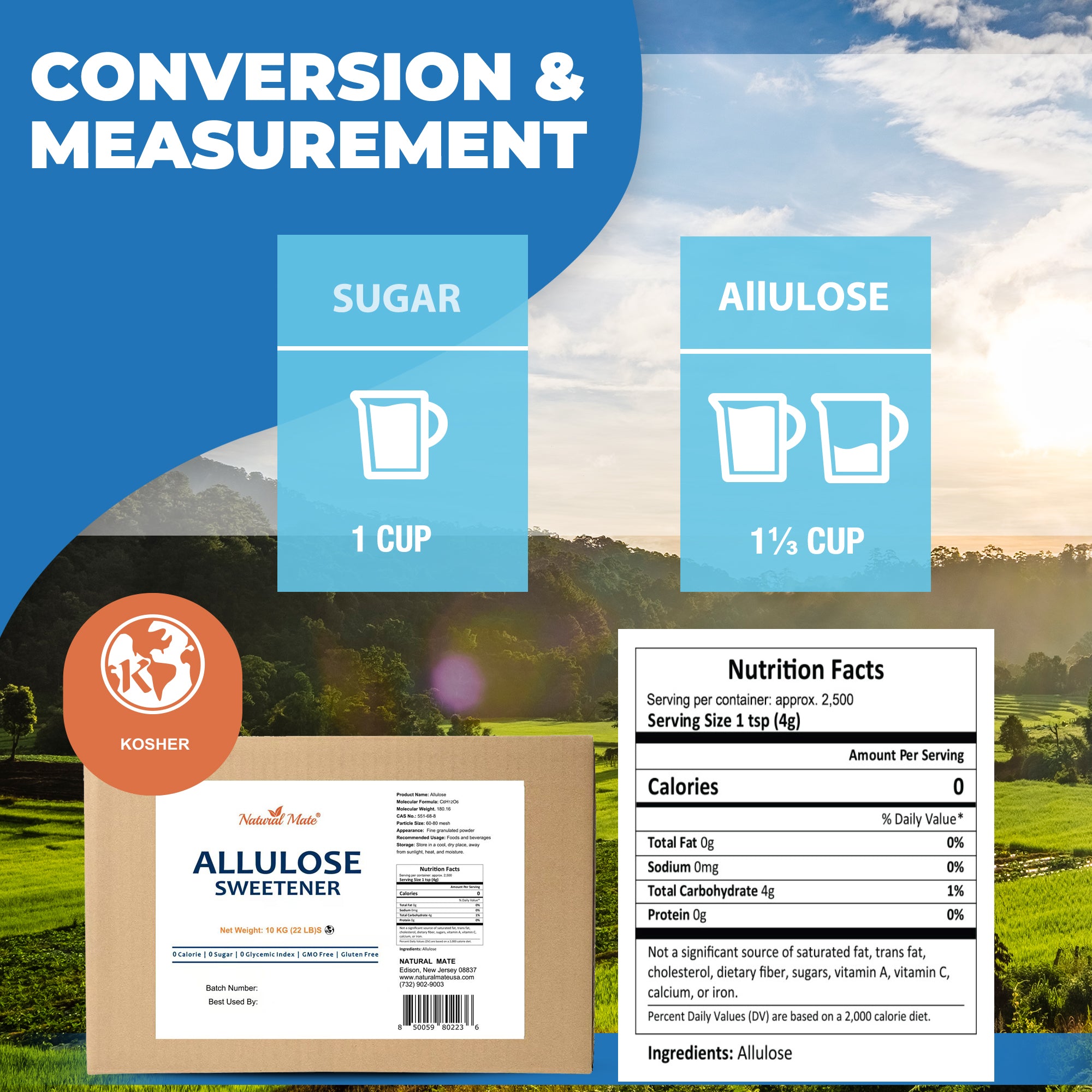 Allulose - All Purpose Sweetener | 10 KG/22 LB/Carton (FINE POWDER ...