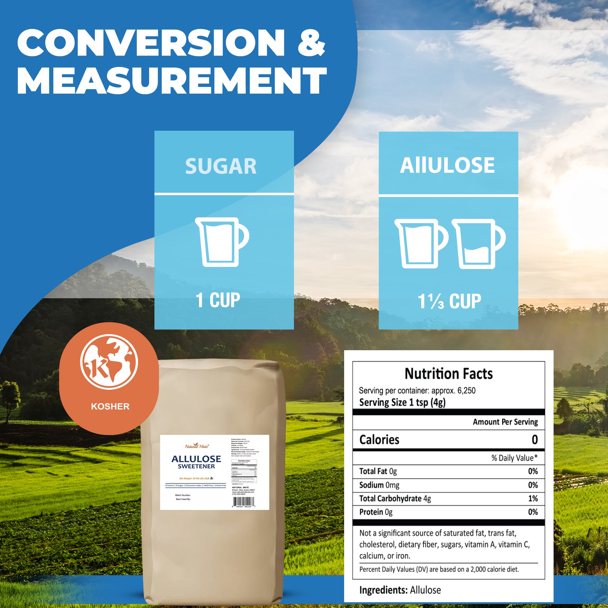 Allulose - All Purpose Sweetener | 25KG or 55 LB/Bag (FINE POWDER ...